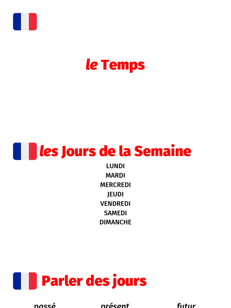 Vocabulaire - Jours de La Semaine, Mois de L'année | PDF