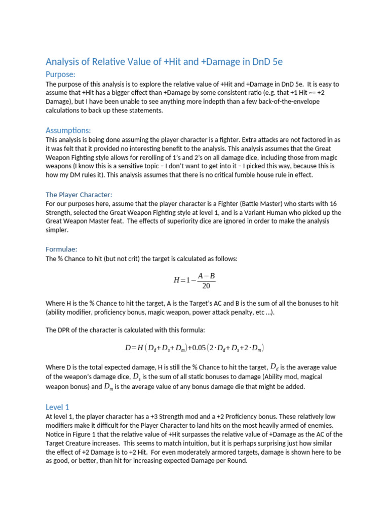 Value of +Hit vs +Damage in DnD 5e | PDF