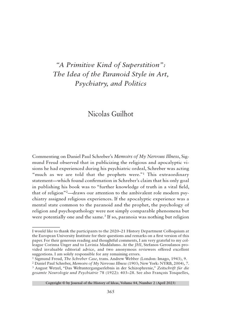 A Primative Kind of Superstition Art 2023 | PDF | Paranoia
