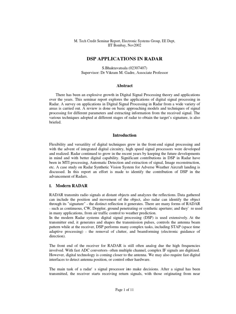 DSP in Radar | PDF | Radar | Digital Signal Processing