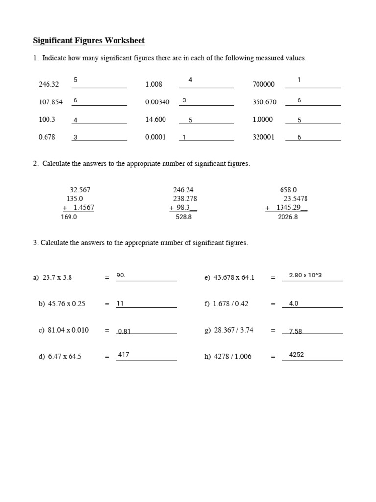 Significant Figures Practice Worksheet | PDF | Significant Figures ...
