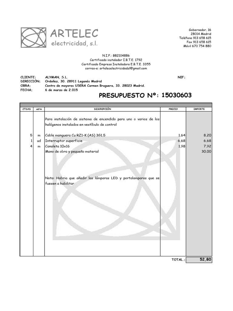 Alyman Usera Luz Control | PDF