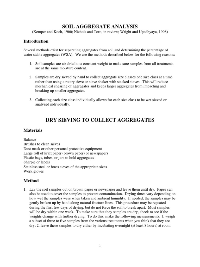 Soil Aggregate Analysis Methods | PDF | Nature