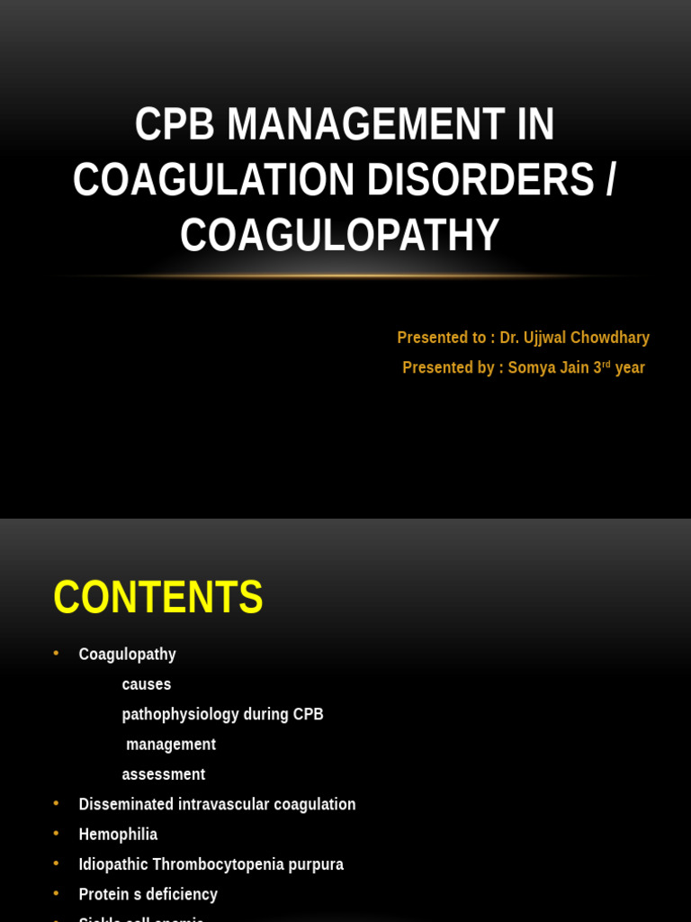 Coagulopathy Management in CPB | PDF | Coagulation | Bleeding