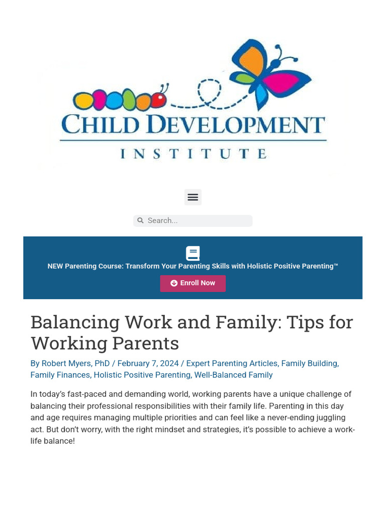 Balancing Work and Family - Tips For Working Parents - Child ...