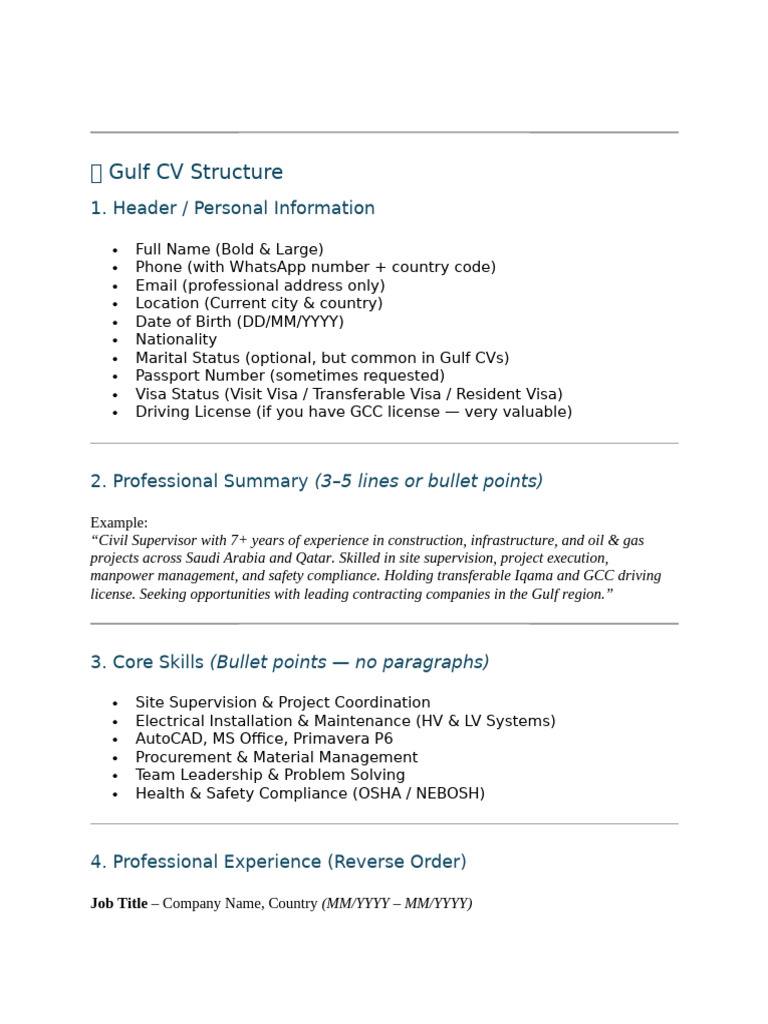 How To Write Gulf CV | PDF