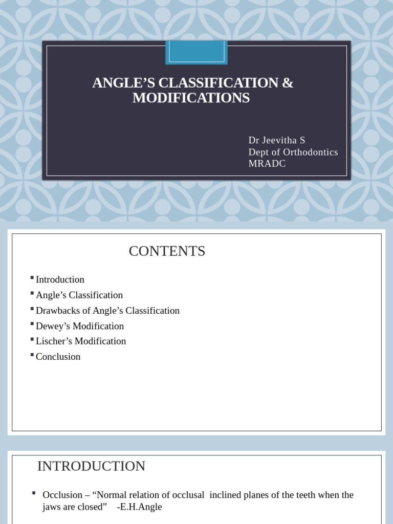 Angle's Classification 2025 | PDF | Primate Anatomy | Dentistry