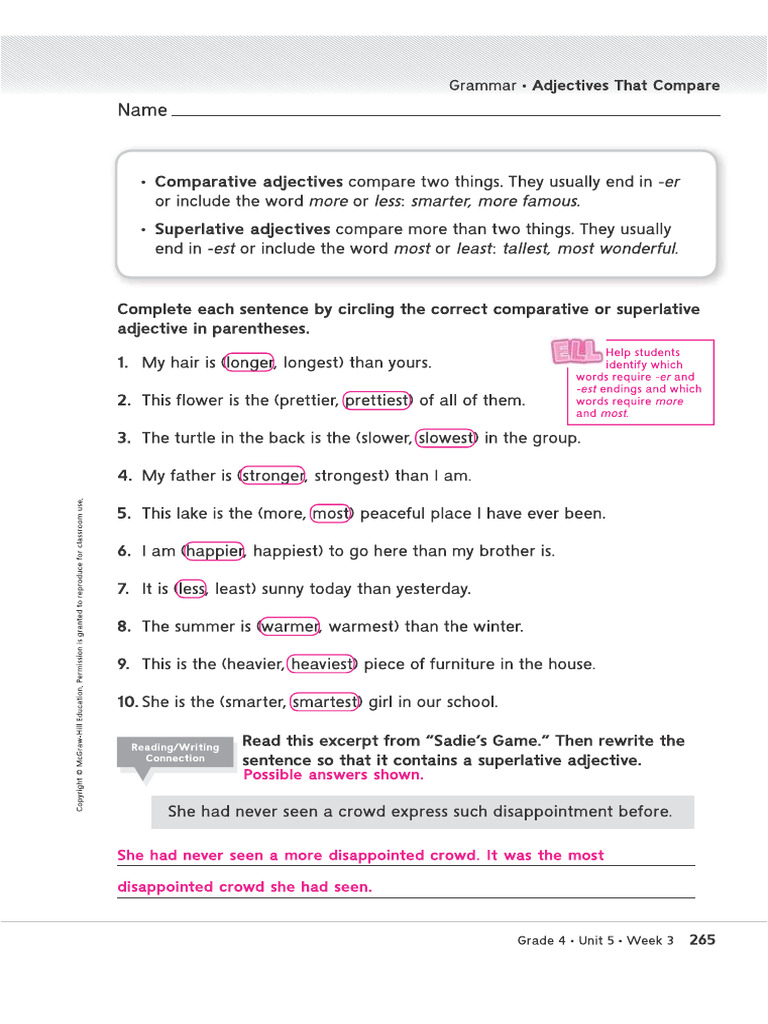 Adjectives That Compare pg.265,266 | PDF