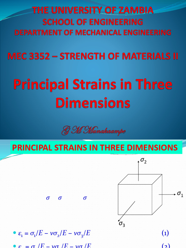 Principal Strains in 3D Systems | PDF | Stress (Mechanics) | Classical ...