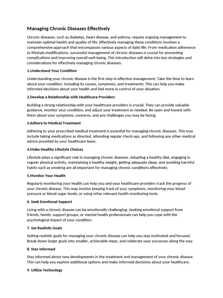 Managing Chronic Diseases Effectively | PDF | Chronic Condition ...