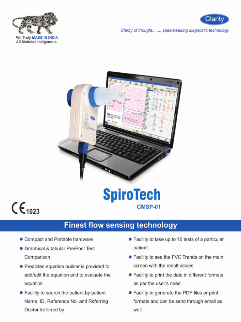 Clarity SpiroTech Spirometer Brochure | PDF