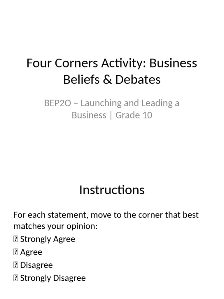 Four Corners Business Activity BEP2O | PDF