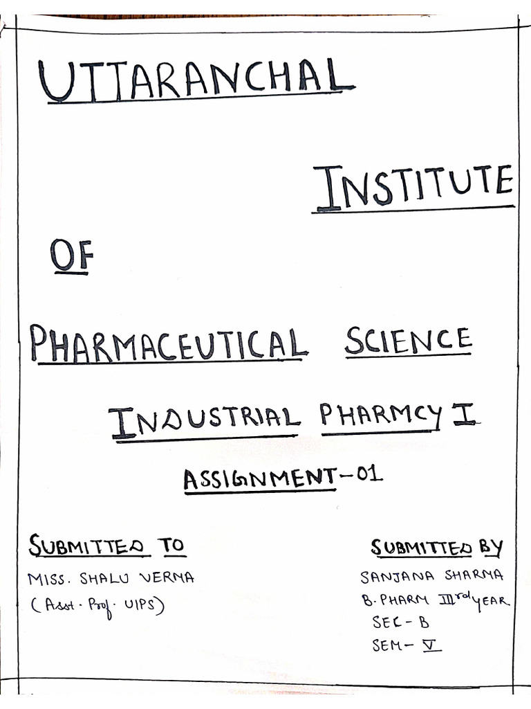 Industrial Pharmacy Assignment 1 Sanjana Sharma | PDF