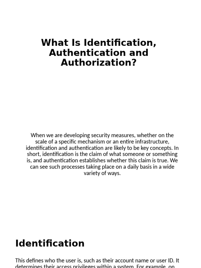 What Is Identification, Authentication and Authorization | PDF | Computer Access Control ...