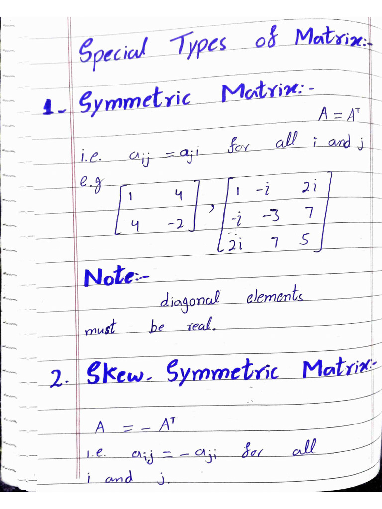 Special Types of Matrix | PDF