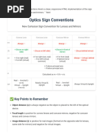 Sign Convention Mirrors Lenses | PDF