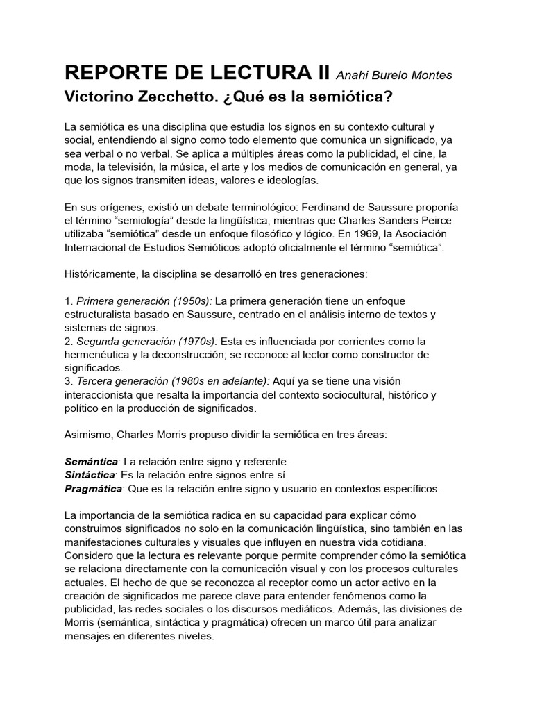 Burelo Montes Anahi - Reporte II | PDF | Semiótica | Comunicación humana