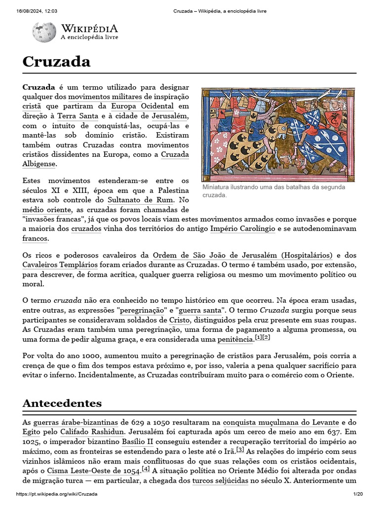 História das Cruzadas: Conflitos Religiosos | PDF | Cruzadas | Catarismo