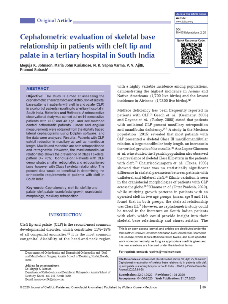 Cephalometric Evaluation of Skeletal Base.7 | PDF | Medical Specialties