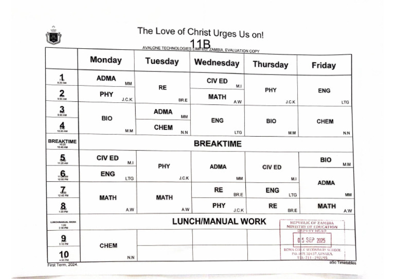 11B Term 3 Time Table | PDF