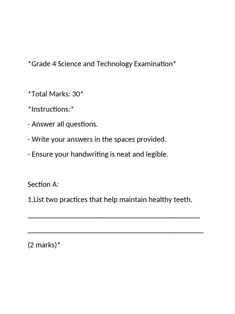 Grade 4 Science & Technology Exam | PDF | Chess Openings | Chess