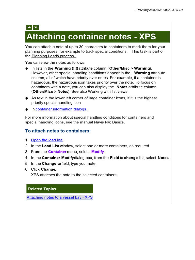 Attaching Notes in Navis XPS | PDF
