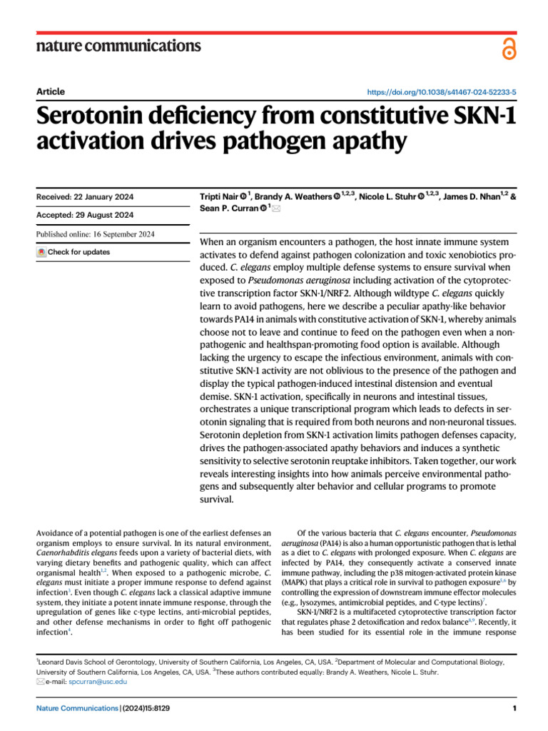 Nature Comm 2024 - Nair Tripti Et Al - Serotonin Deficiency From ...
