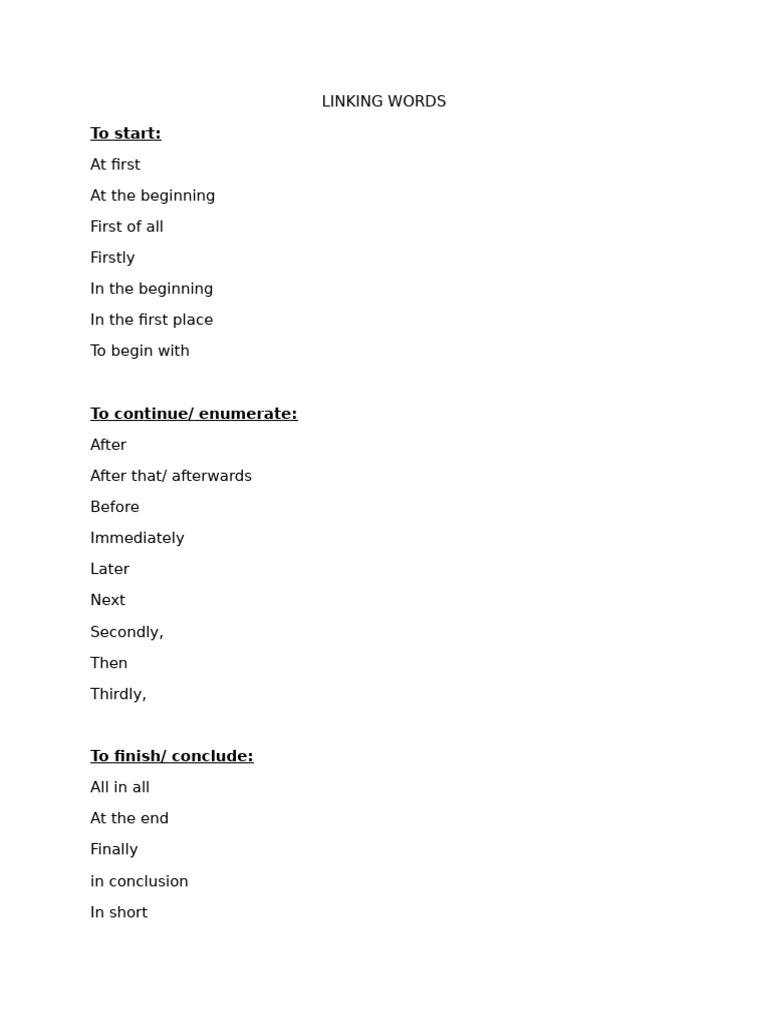 Essential Linking Words for Writing | PDF