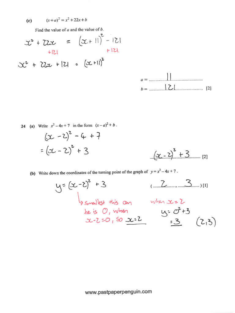 Completing The Square S25 ANS | PDF