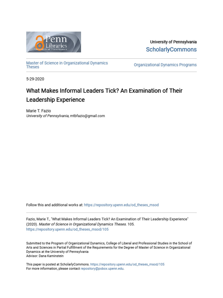 What Makes Informal Leaders Tick | PDF | Leadership | Qualitative Research