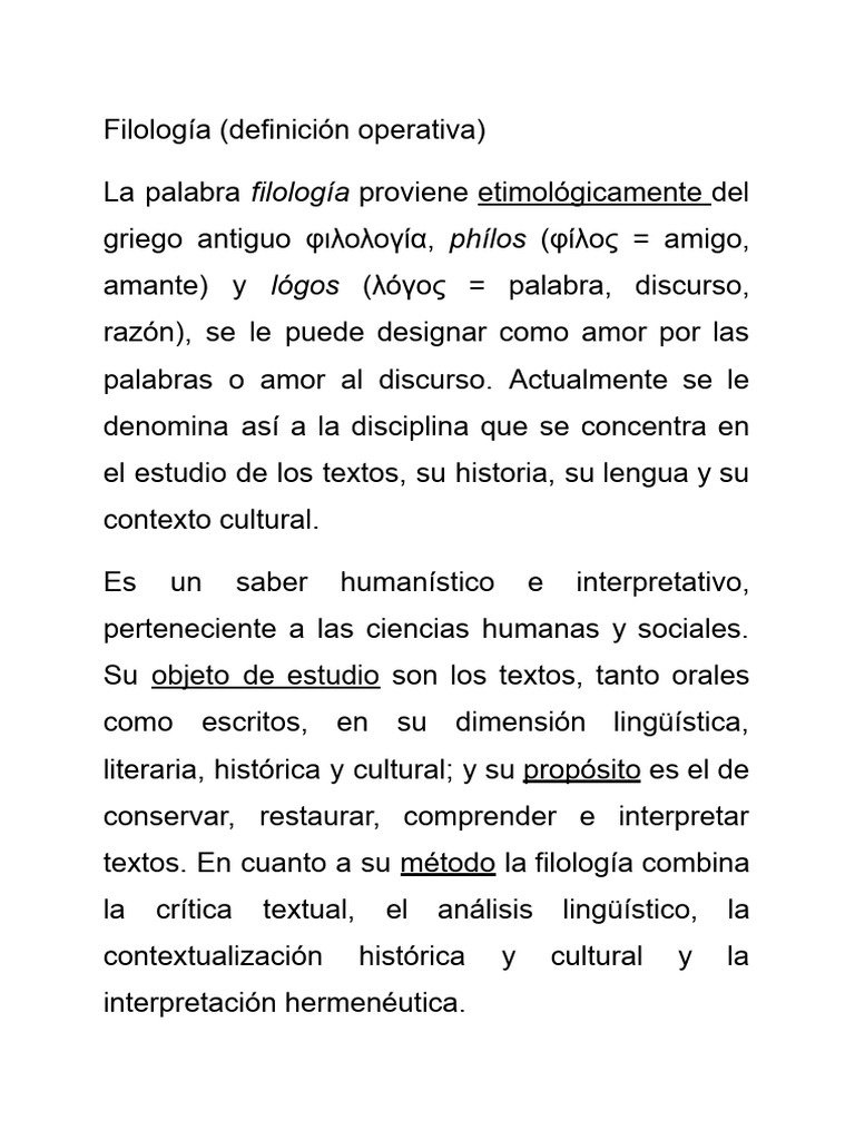 Definición de Filología y su Estudio | PDF