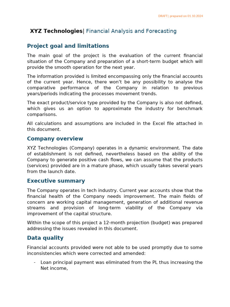 XYZ Technologies Project | PDF | Interest | Revenue