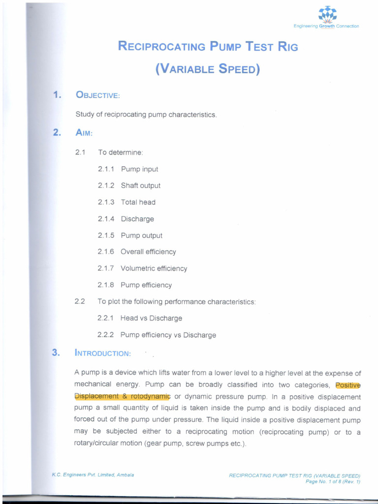 02. Reciprocating Pump | PDF