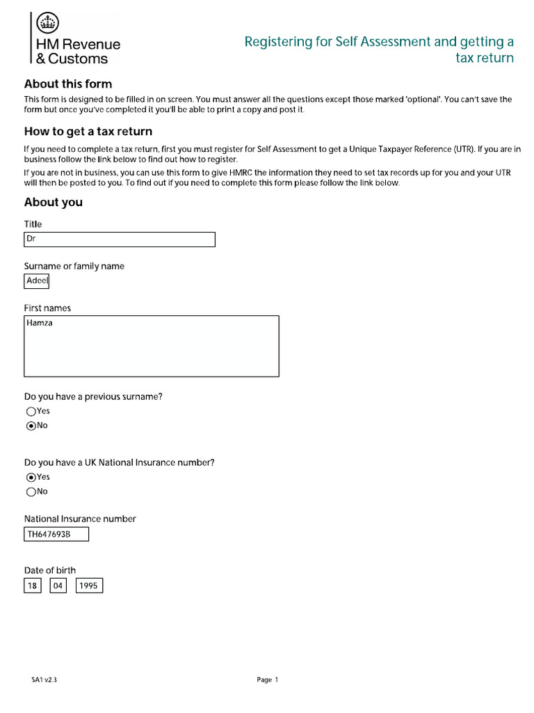 SA Registration | PDF