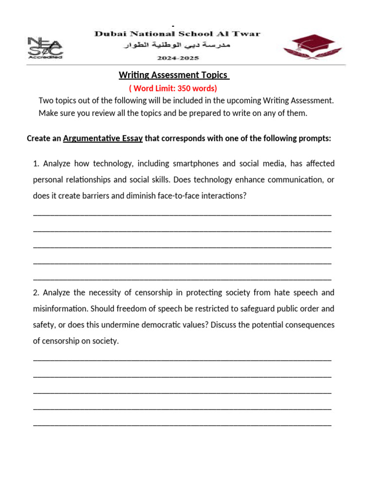GR 12 - Writing Assessment Prompts - Test 2 | PDF | Designer Baby