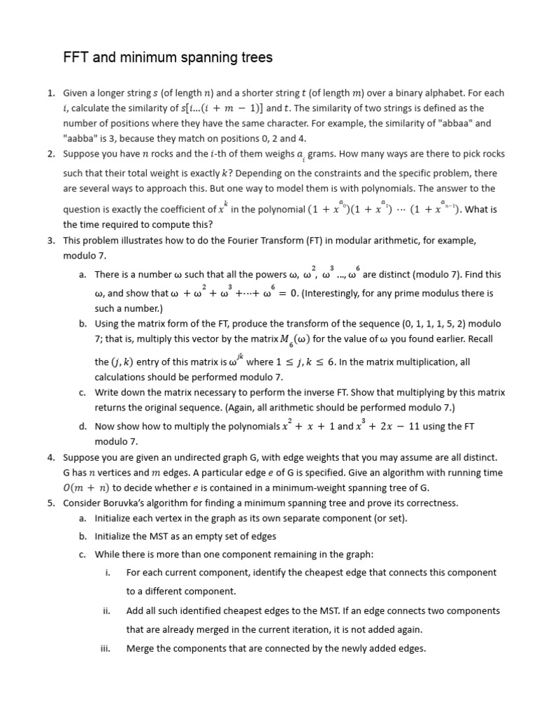 FFT and Minimum Spanning Trees Explained | PDF | Mathematical Analysis ...