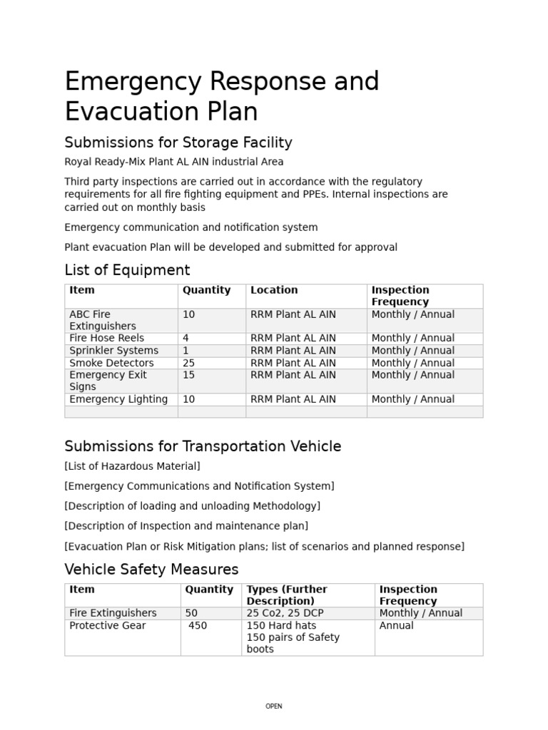 Emergency Response Plan for RRM Plant | PDF | Fire Safety | Emergency ...