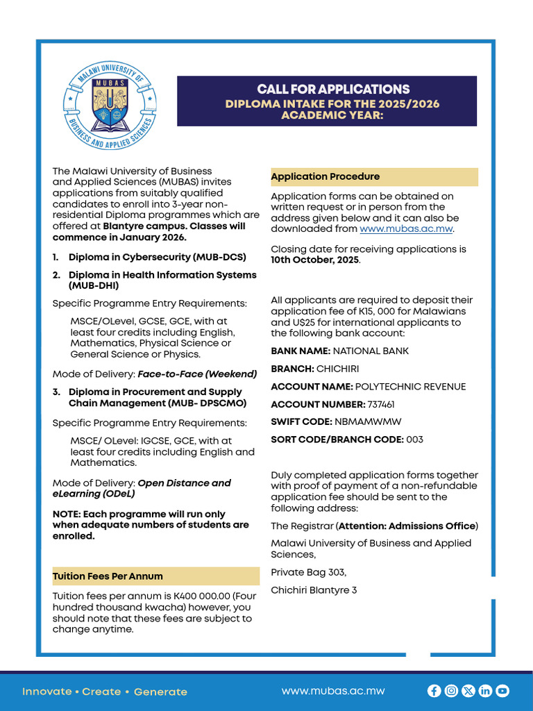 Diploma Programs Enrollment 2025/2026 | PDF | Qualifications ...