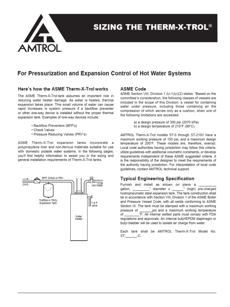 Sizing Guide for Therm-X-Trol Tanks | PDF | Water Heating | Water