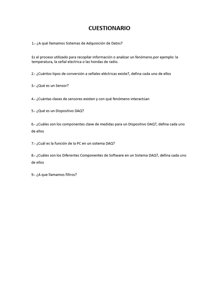 Cuestionario 1 | PDF