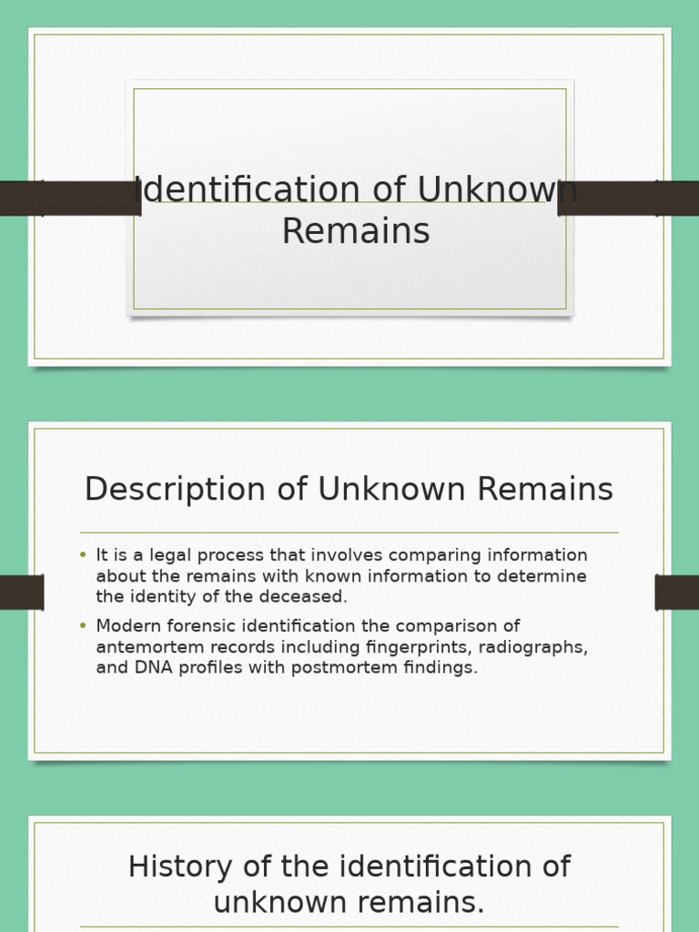 Identification of Unknown Remains | PDF