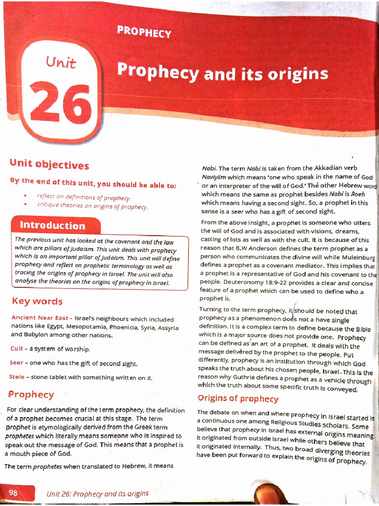Prophecy and Its Origins Judaism Excell Lower Six Book | PDF