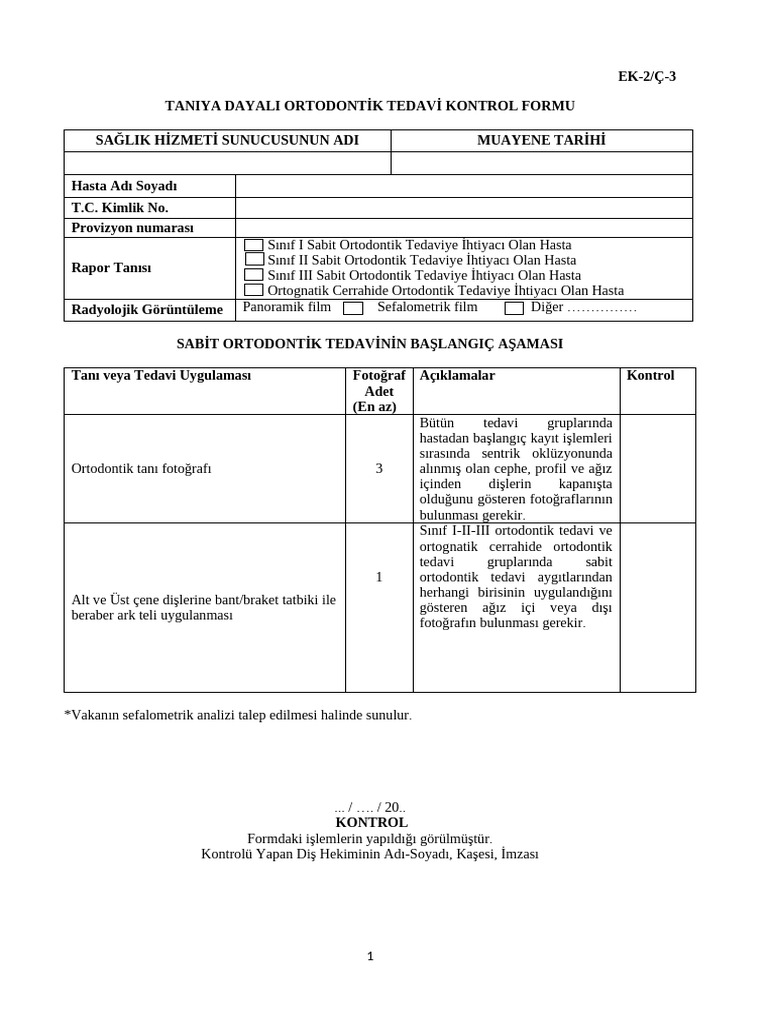 EK-2 - 3 TANIYA DAYALI ORTODONT K TEDAV KONTROL FORMU (Y R. 04.03.2019 ...