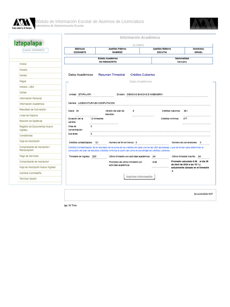 SIIUAM - v4.5 tabla ejemplo uam modulo info | PDF | Informática