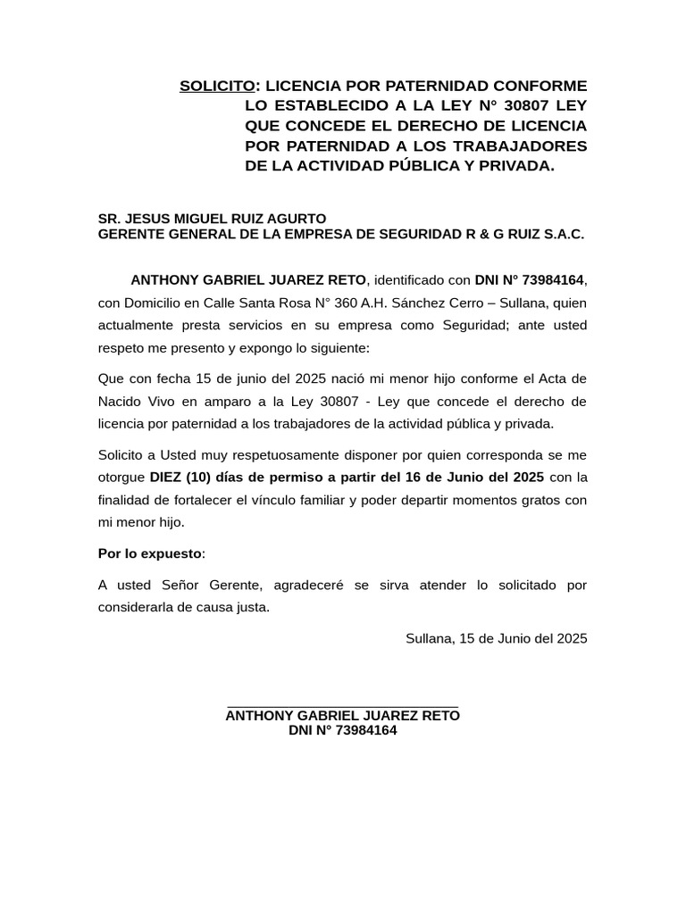 Solicito de Paternidad | PDF