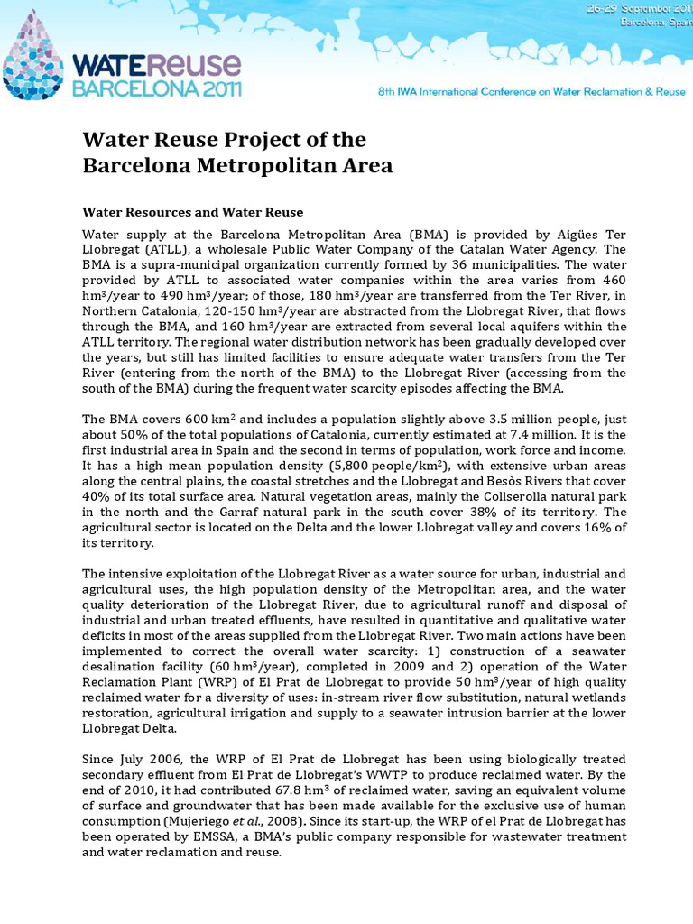 Barcelona Water Reuse Project Overview | PDF | Reclaimed Water | Water