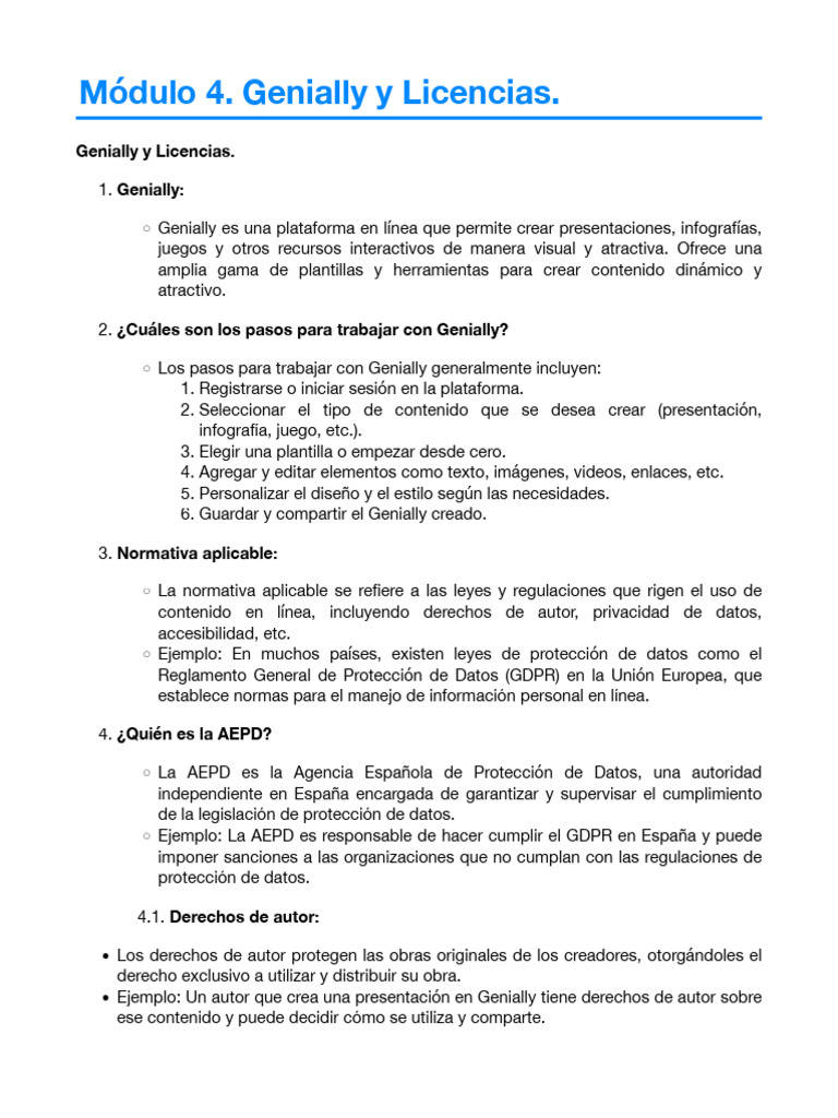 Modulo 4. Genially y Licencias. | PDF | Propiedad intelectual