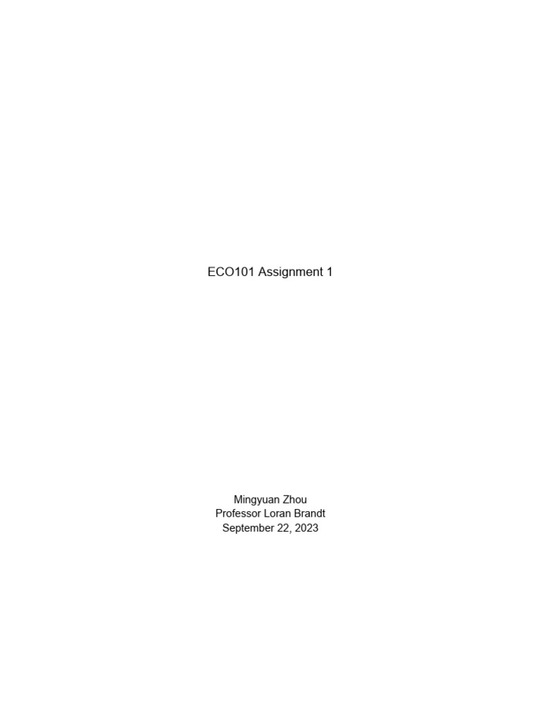 ECO101 First Assignment | PDF | Climate Change Mitigation | Poverty
