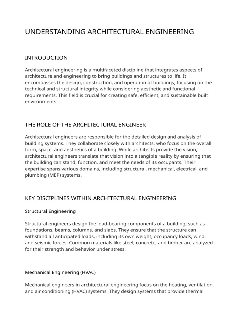 Overview of Architectural Engineering | PDF | Building Information ...