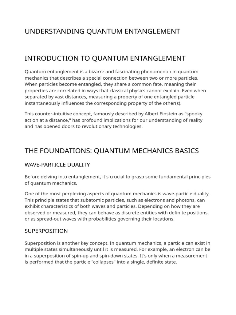 Quantum Entanglement Explained | PDF | Quantum Entanglement | Quantum ...